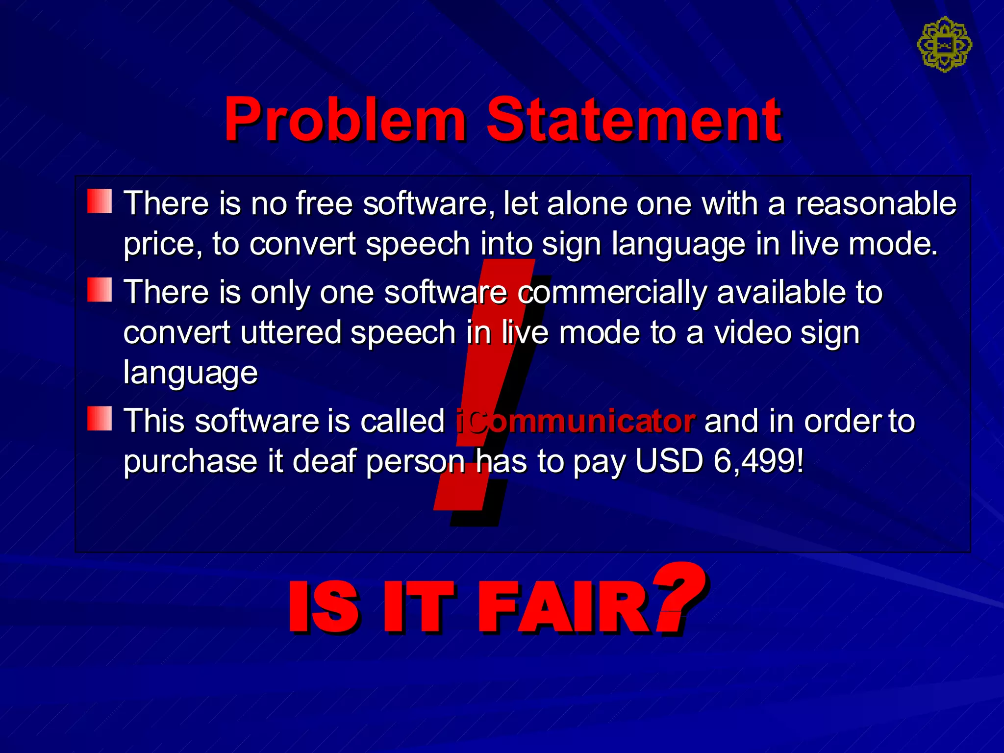 Speech To Sign Language Interpreter System | PPT