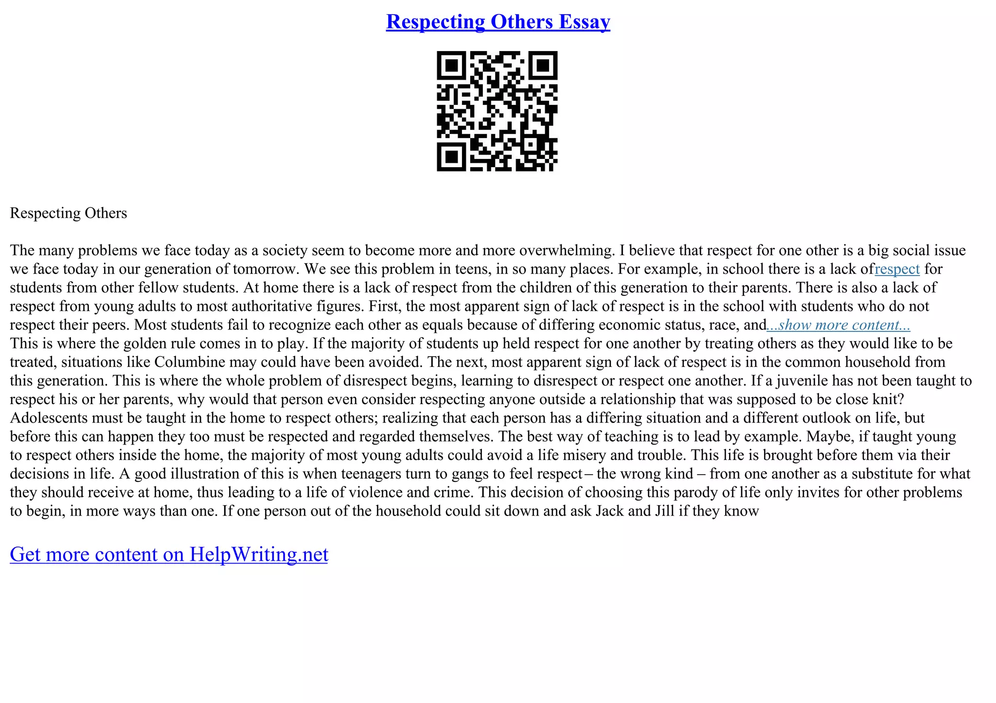 Speech About Respect | PPT