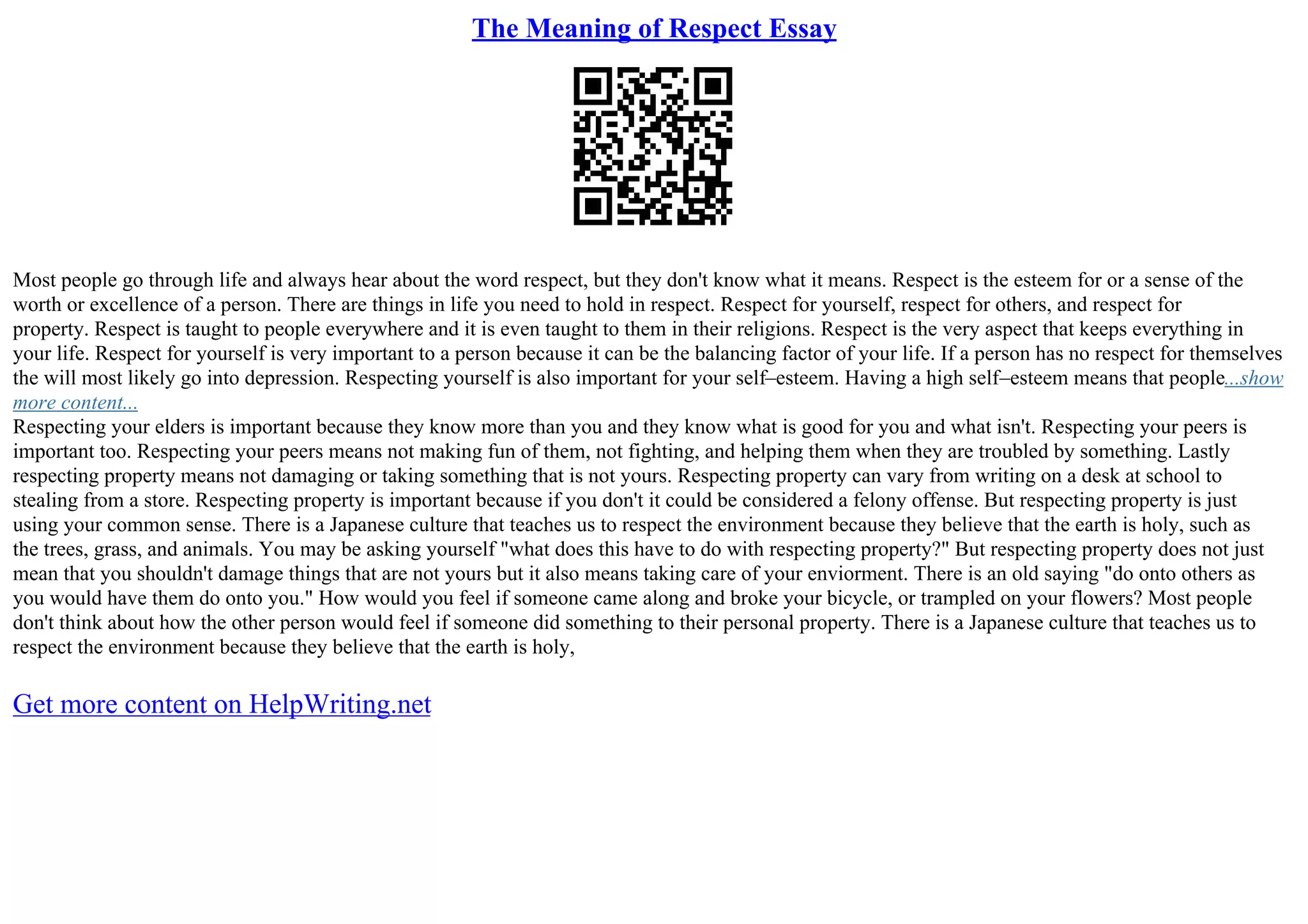 Speech About Respect | PDF