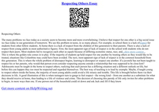 Speech About Respect | PPT