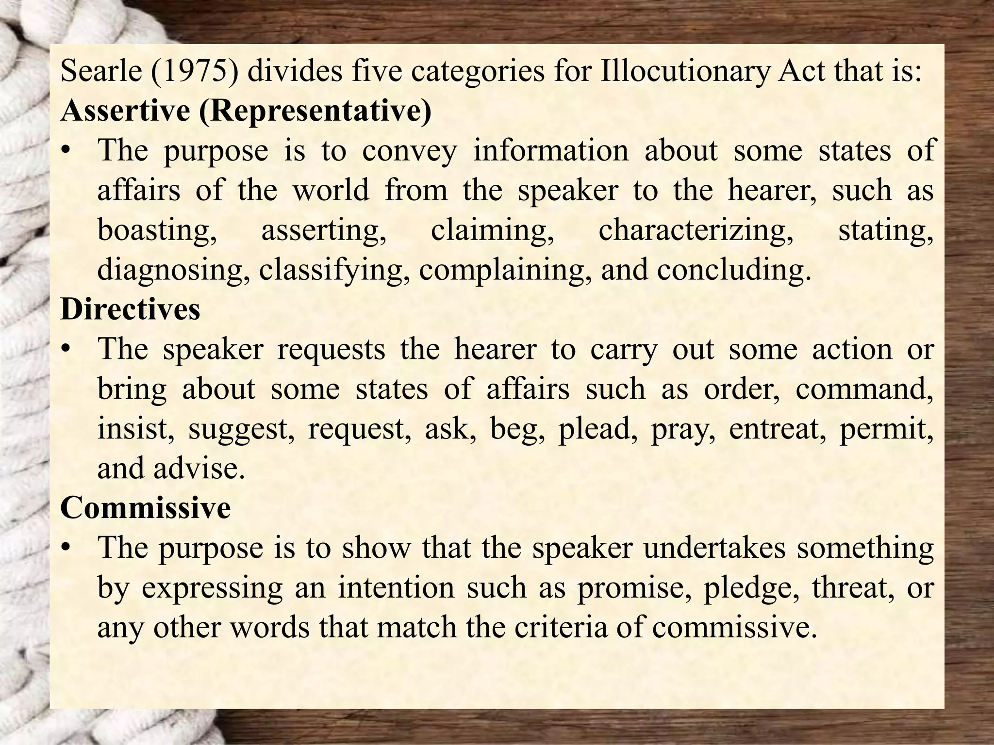 PRAGMATICS: SPEECH ACTS | PPT
