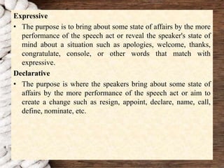 PRAGMATICS: SPEECH ACTS | PPT