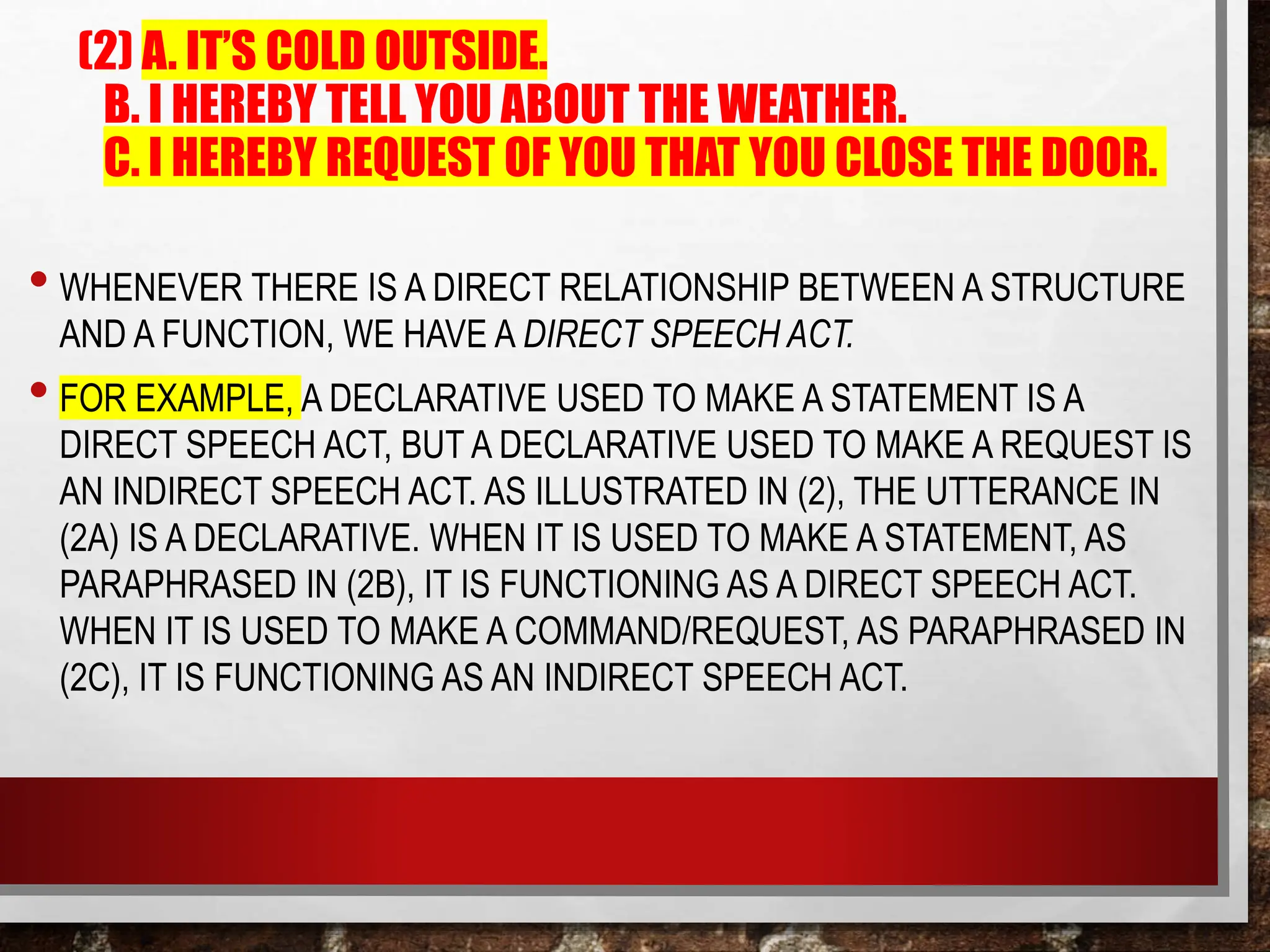 SPEECH ACT WITH EXAMPLES PRETEST AND POSTTEST.ppt
