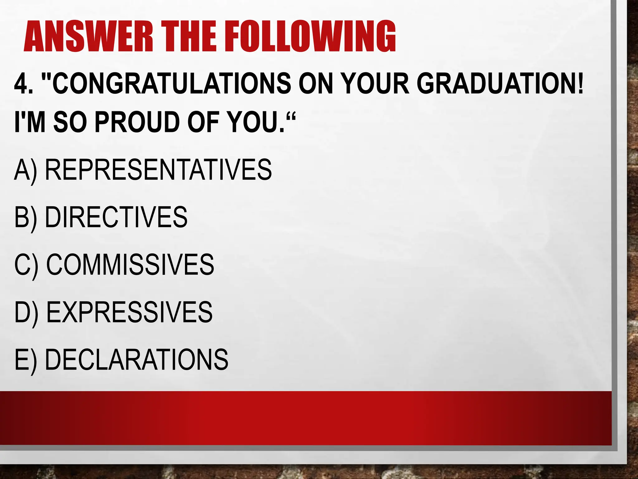 SPEECH ACT WITH EXAMPLES PRETEST AND POSTTEST.ppt