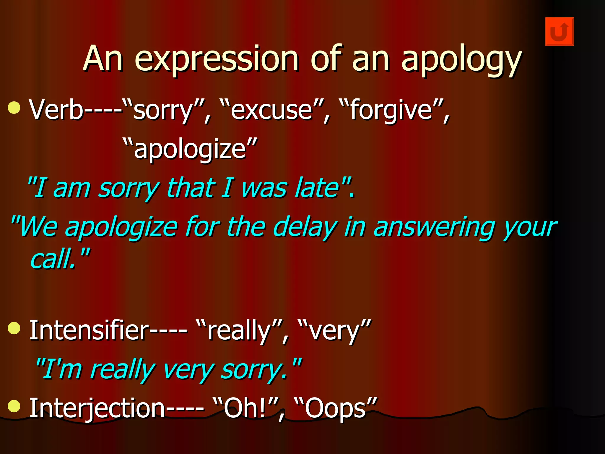 Speech Act Apologies | PPT