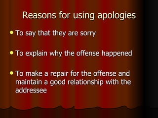 Speech Act Apologies | PPT