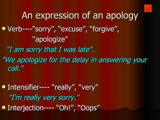 Speech Act Apologies | PPT