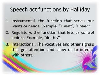 Speech act and speech event | PPTX