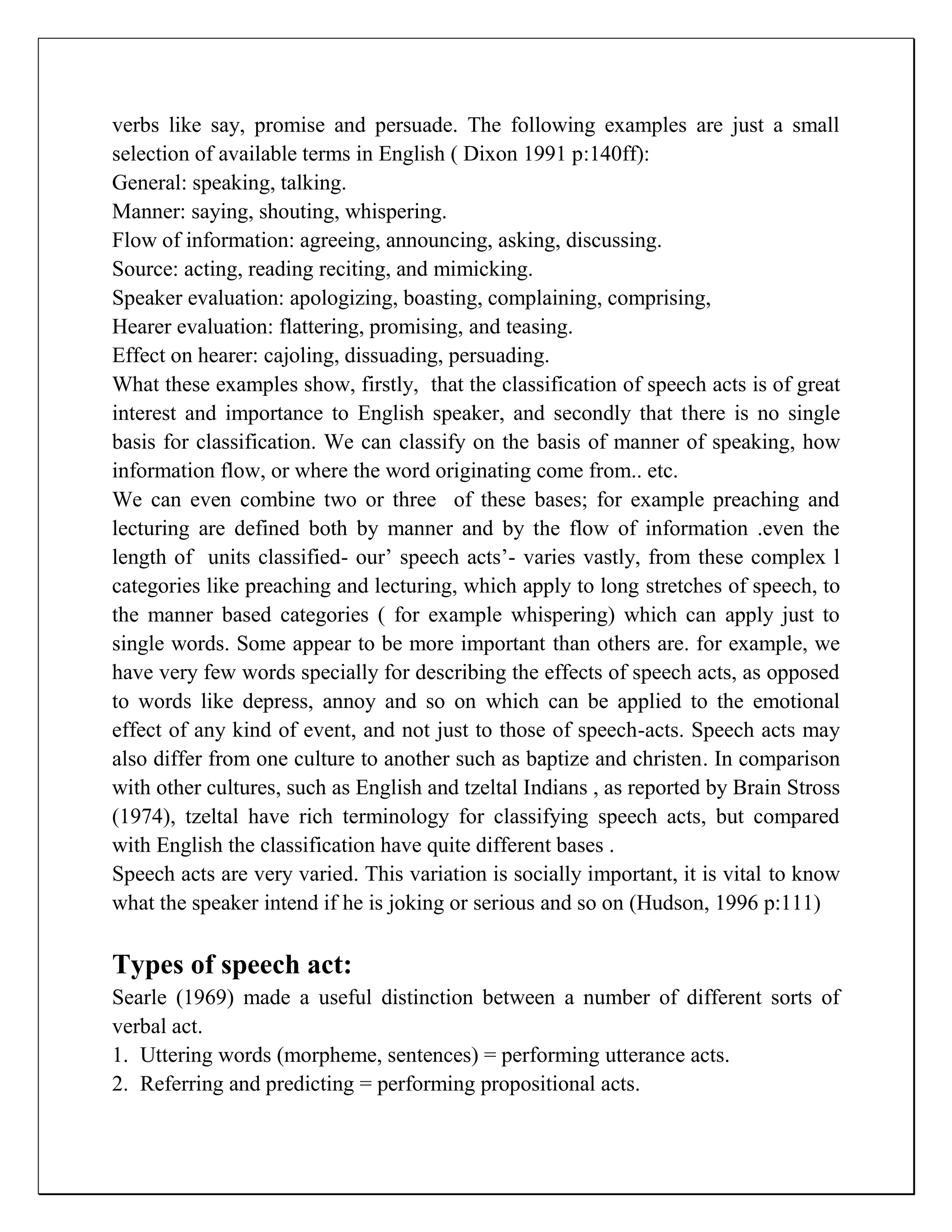 Speech acts theory in sociolinguistics | DOCX