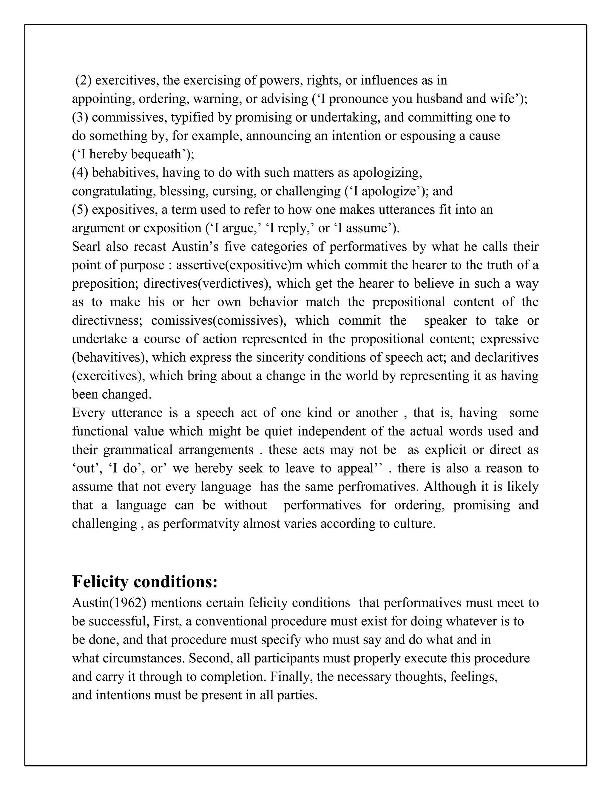 Speech acts theory in sociolinguistics | DOCX