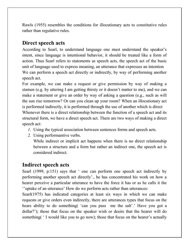 Speech acts theory in sociolinguistics | DOCX