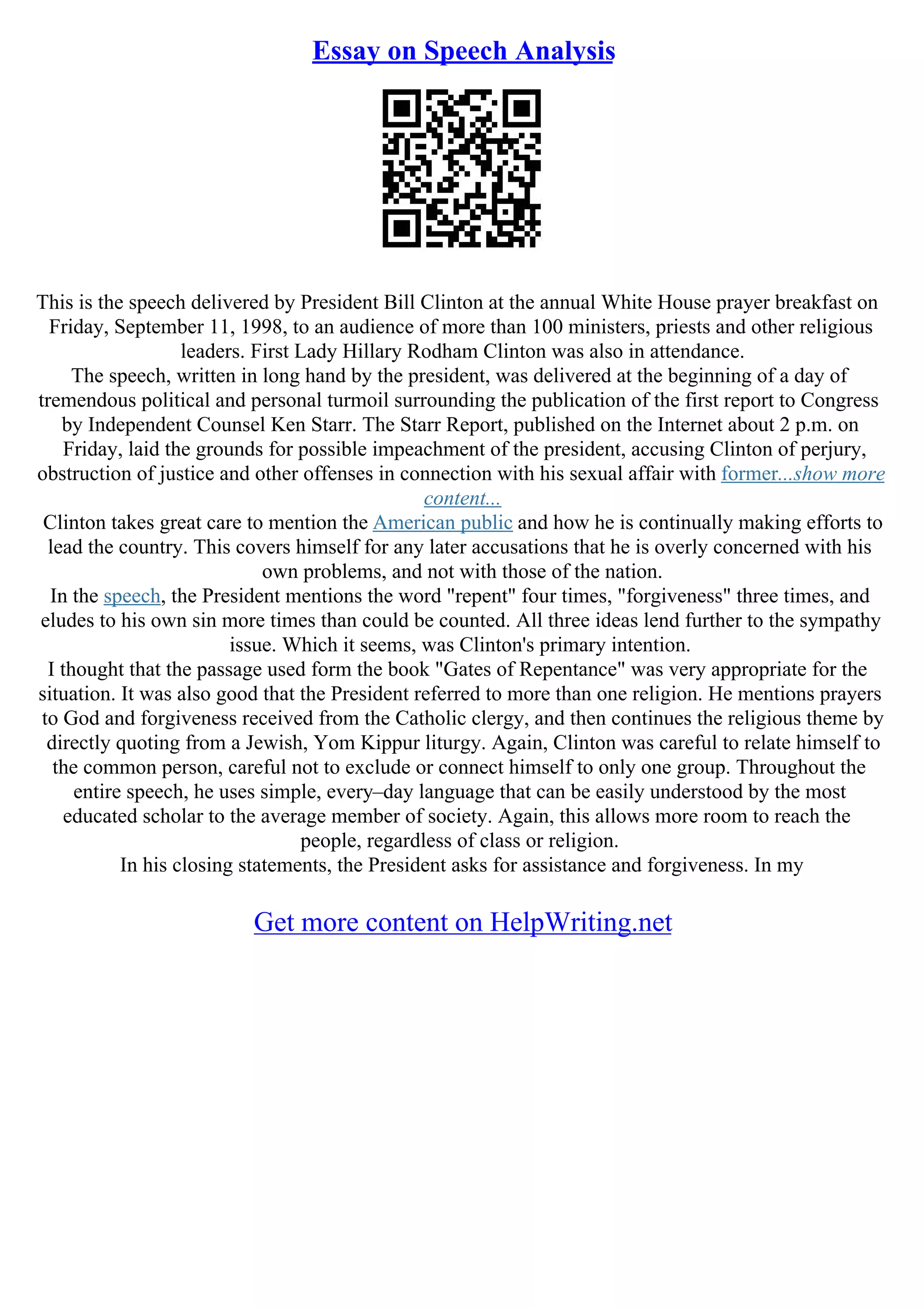 Speech Analysis Essay | PDF