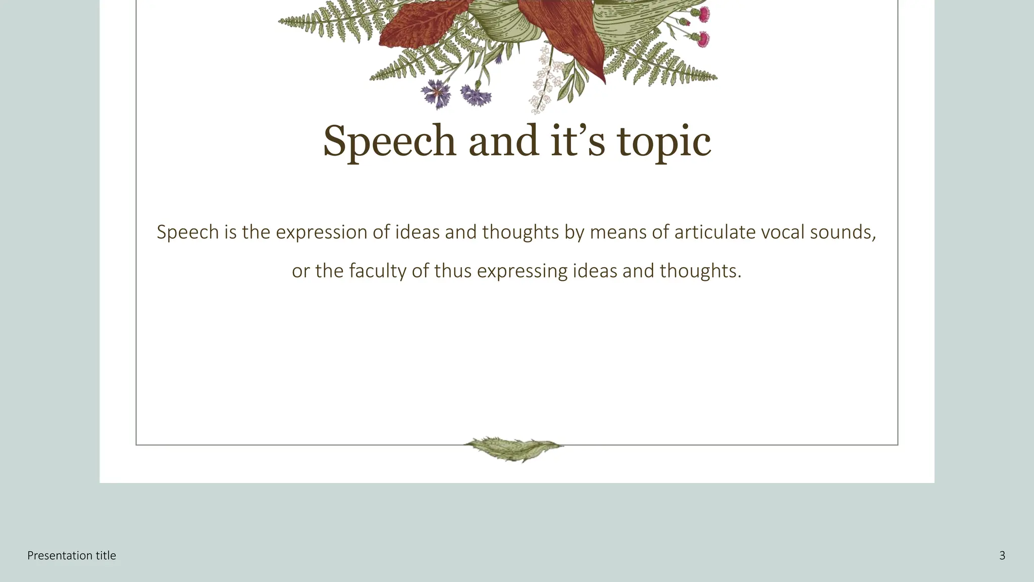 speech and it's topic for English department students | PPT