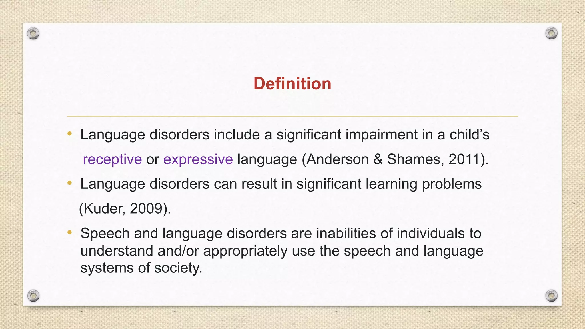 Speech and language disorders copy | PPTX | Brain and Nervous System ...