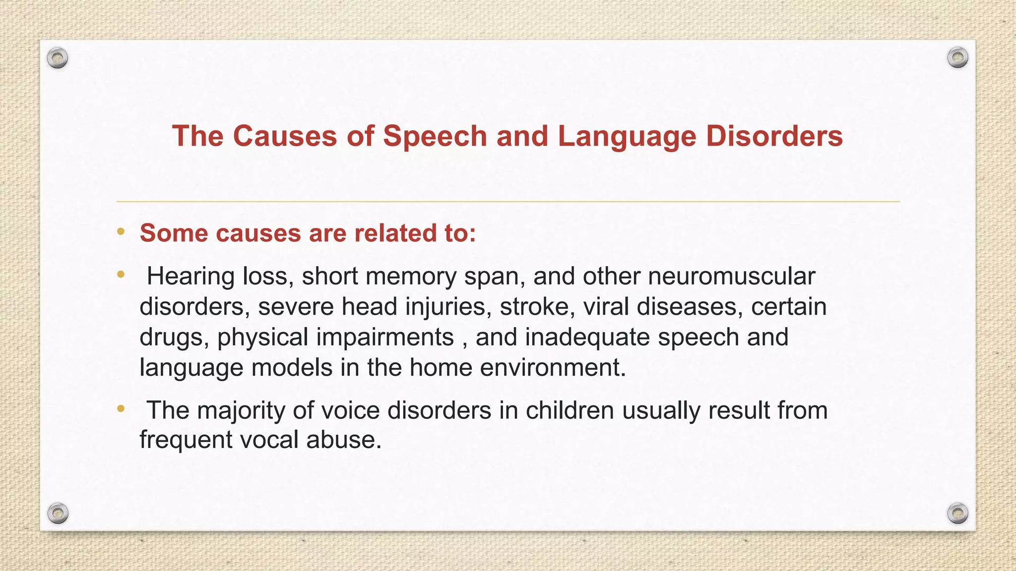Speech and language disorders copy | PPTX | Brain and Nervous System ...