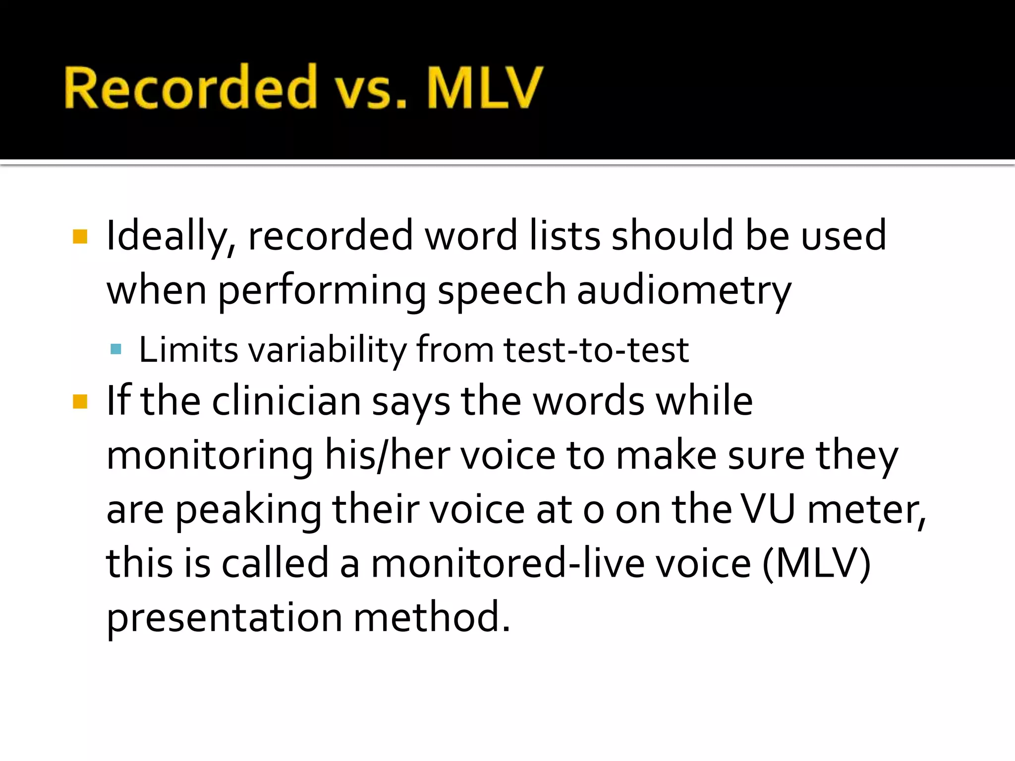 Speech audiometry & masking | PPTX