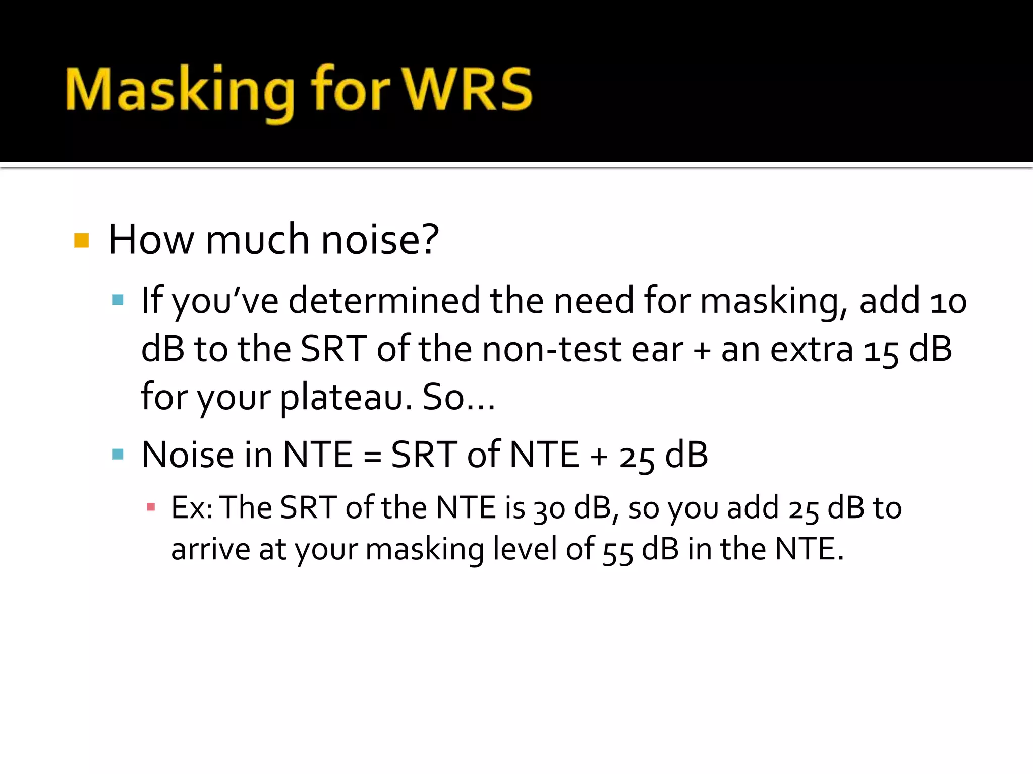 Speech audiometry & masking | PPTX