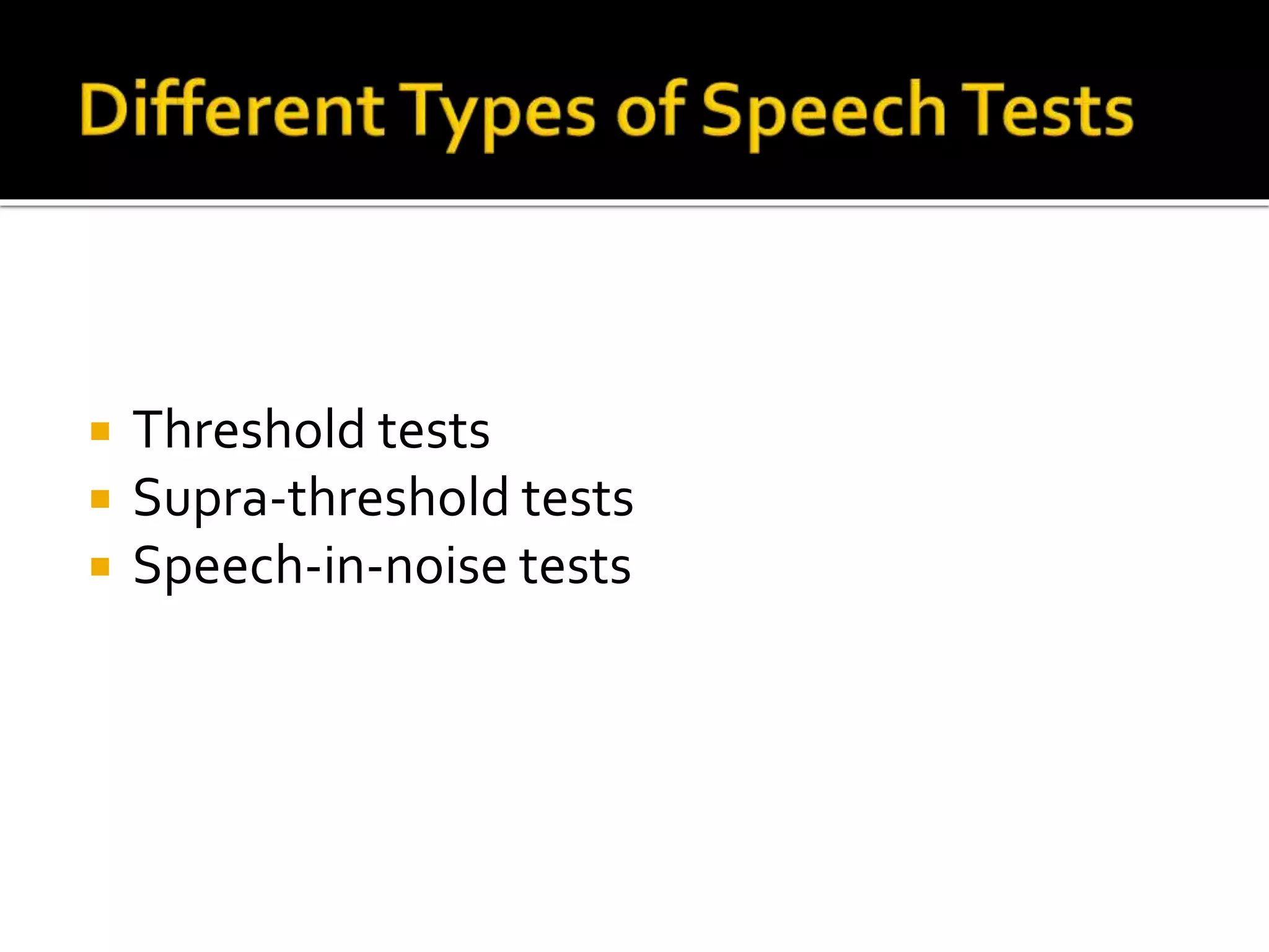 Speech audiometry & masking | PPTX