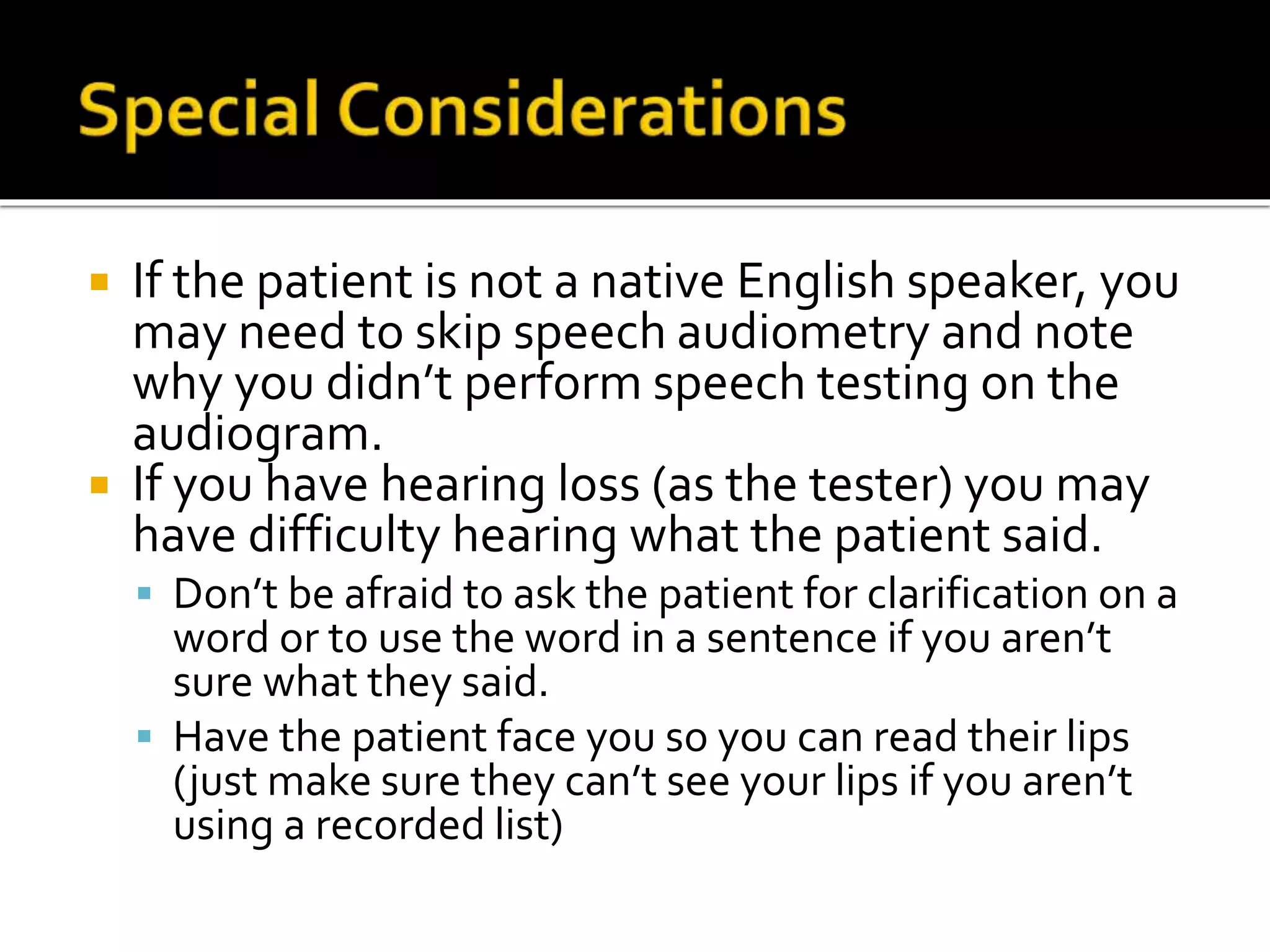 Speech audiometry & masking | PPTX