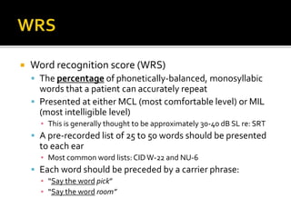 Speech audiometry & masking | PPTX