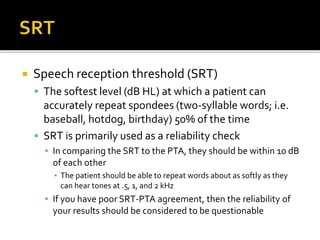 Speech audiometry & masking | PPTX