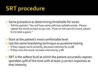 Speech audiometry & masking | PPTX