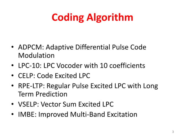 Speech coding std | PPTX