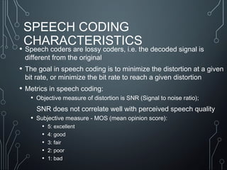 Speech coding techniques | PPT | Digital Audio | Computer Software and Applications