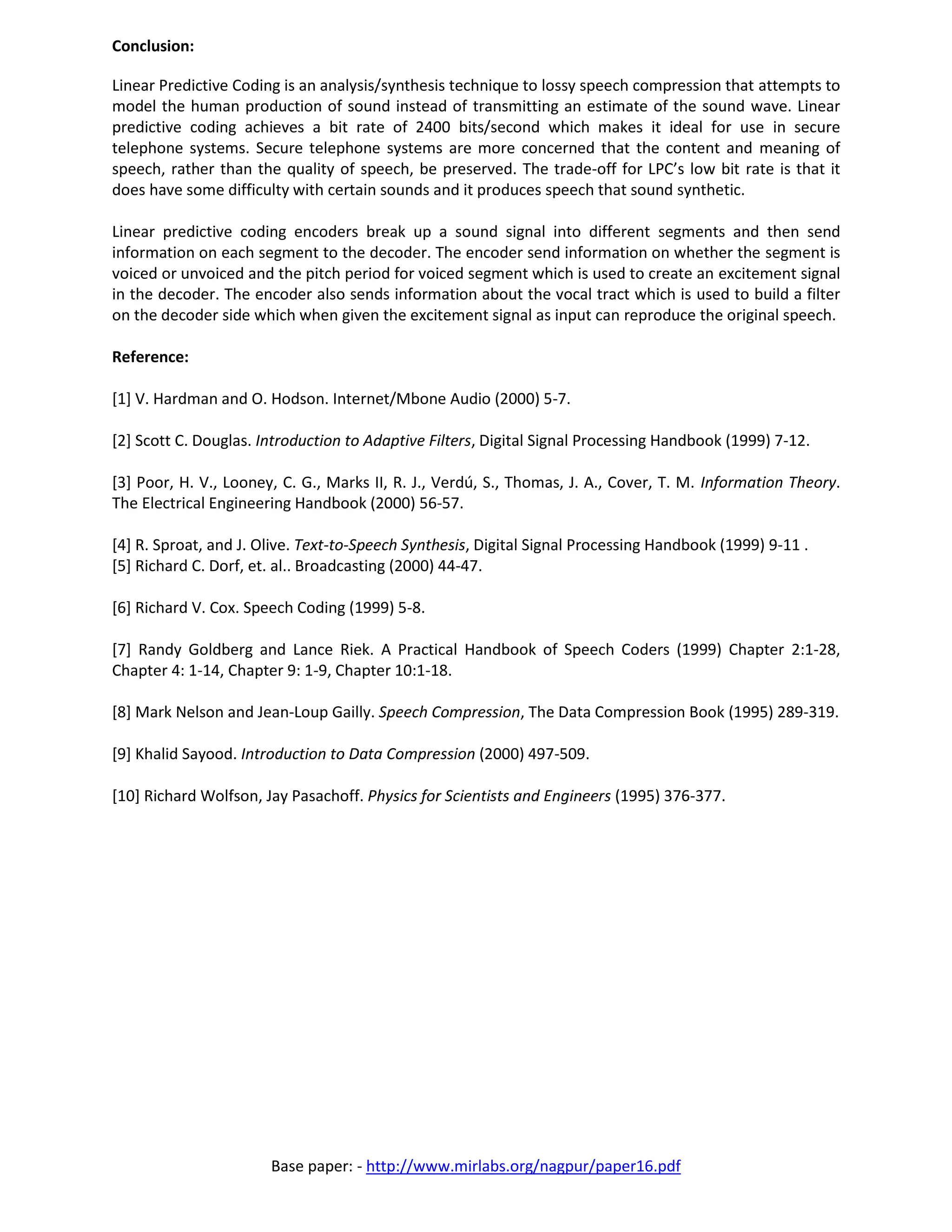 Speech Compression Using Loosy Predictive Coding Lpc Pdf