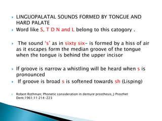 Speech consideration in complete dentures | PPTX