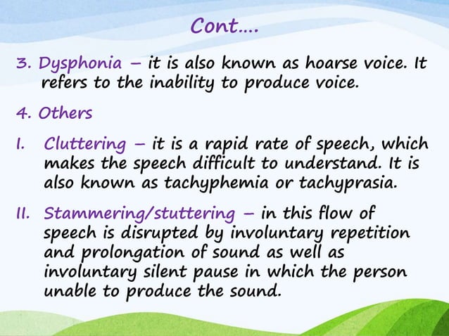 Speech defect and speech therapy | PPTX | Ear, Nose and Throat ...