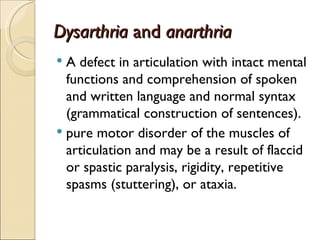 Speech disorders by DR,ARSHAD | PPT
