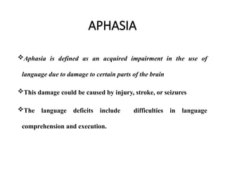 Speech Disorders aphasia and brain lesions | PPTX