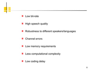 Speech encoding techniques | PPT