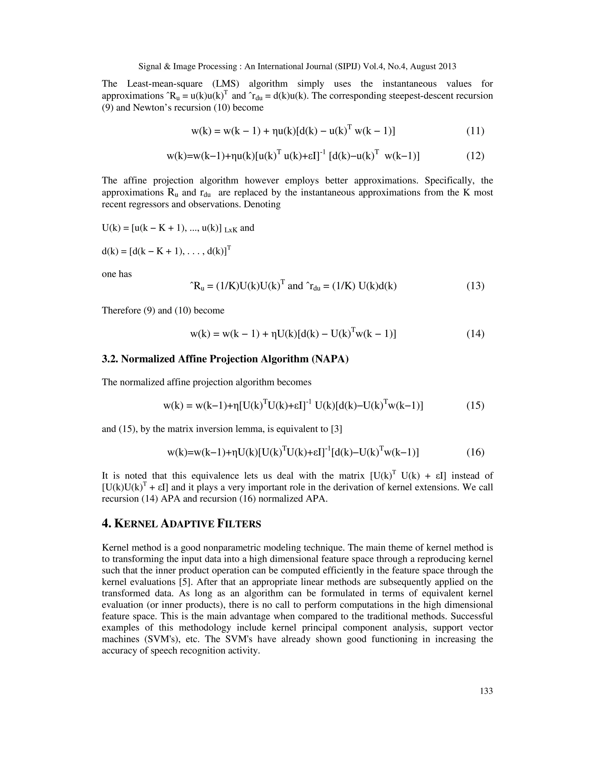Speech Enhancement Using Kernel And Normalized Kernel Affine Projection Algorithm Pdf
