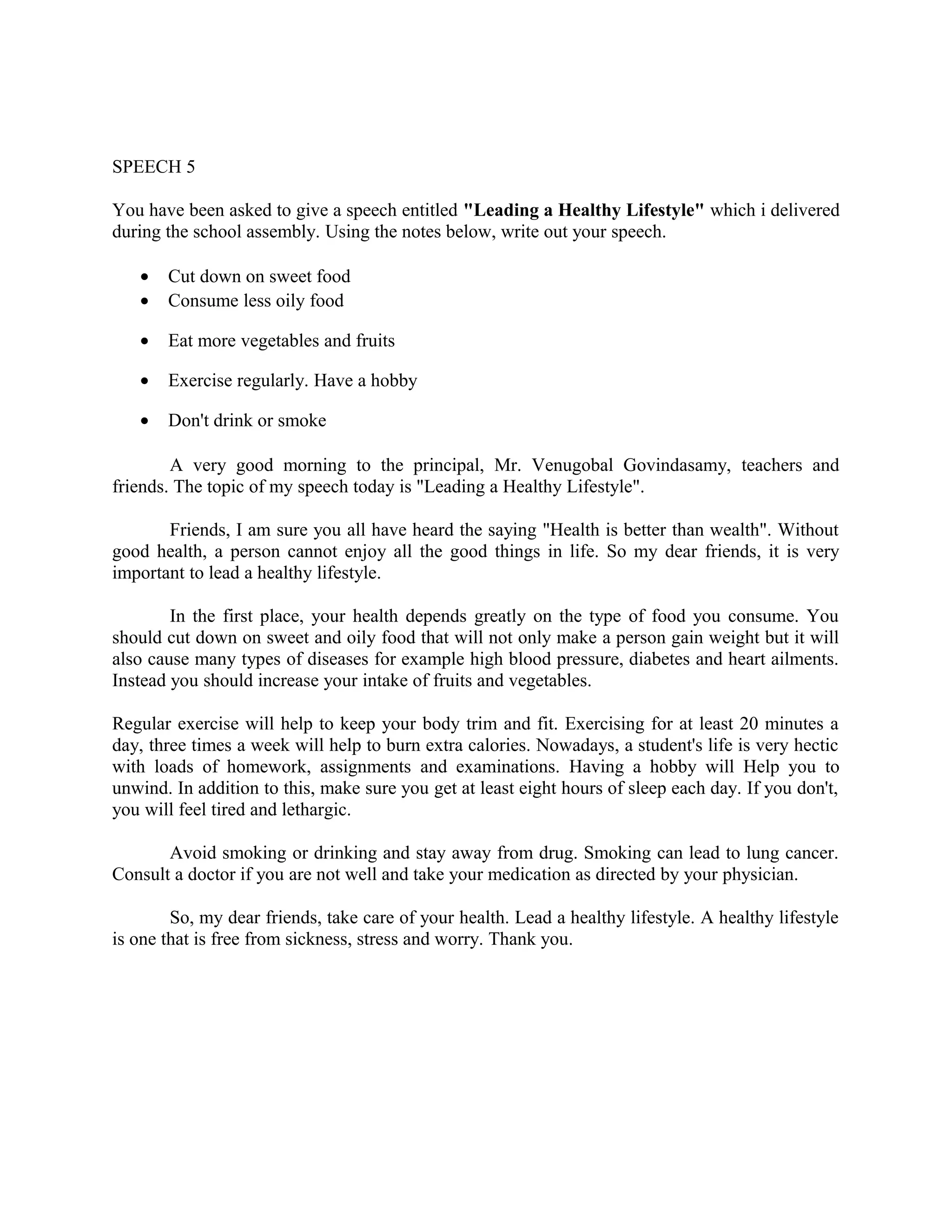 PT3 SPEECH essay sample | DOC