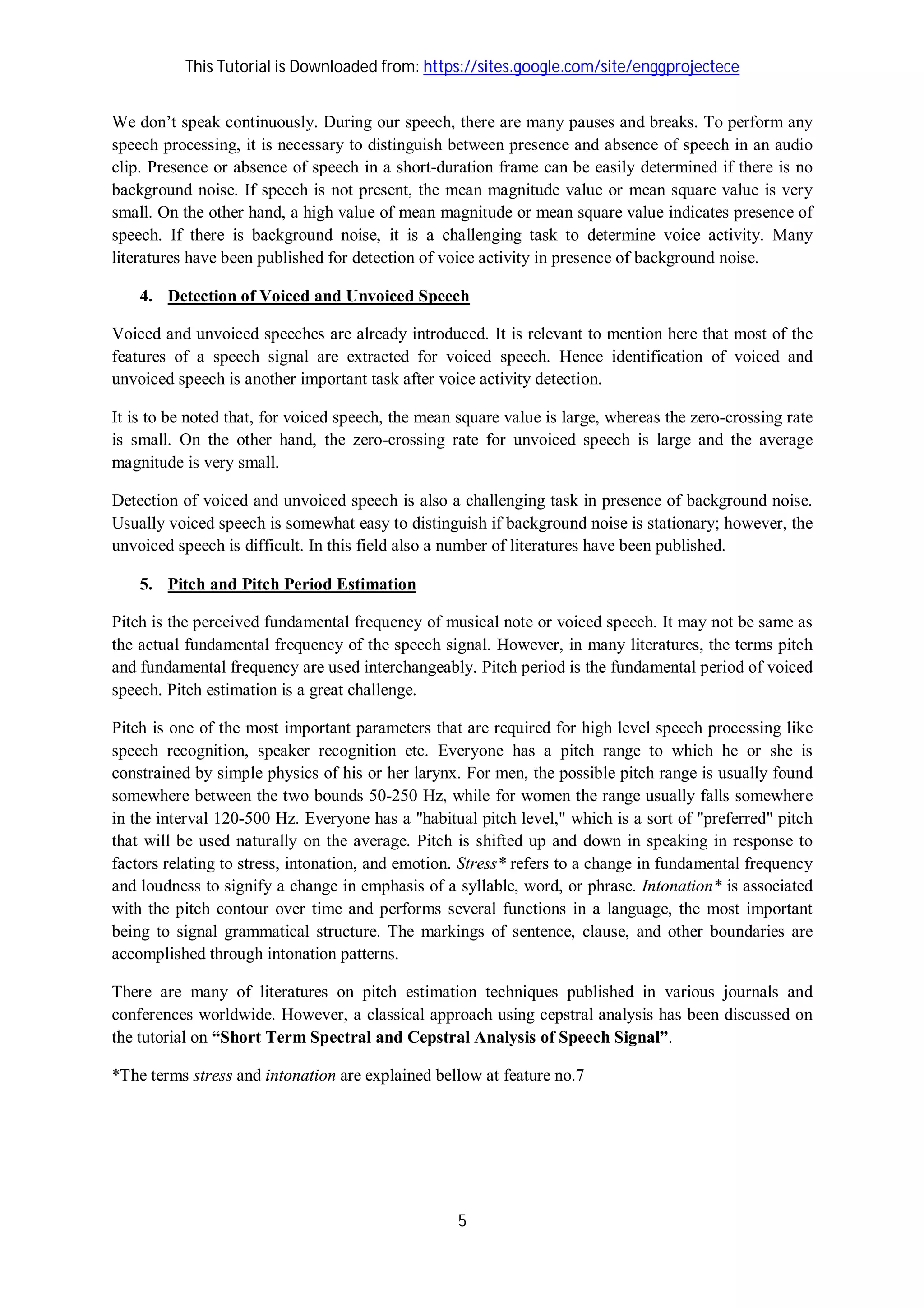 An Introduction to Various Features of Speech SignalSpeech features | PDF