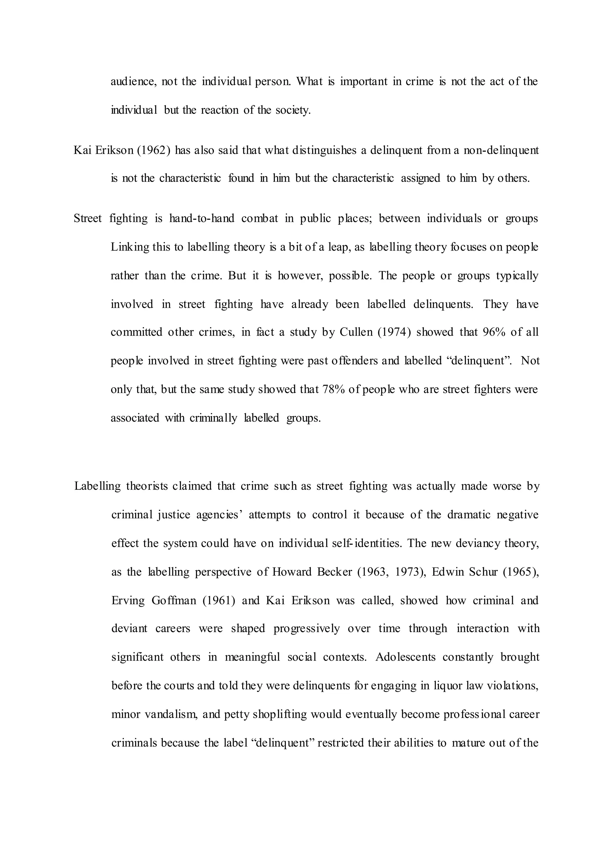 5 Minute Speech on Labelling Theory for CRM100 - Introduction to Criminology | PDF