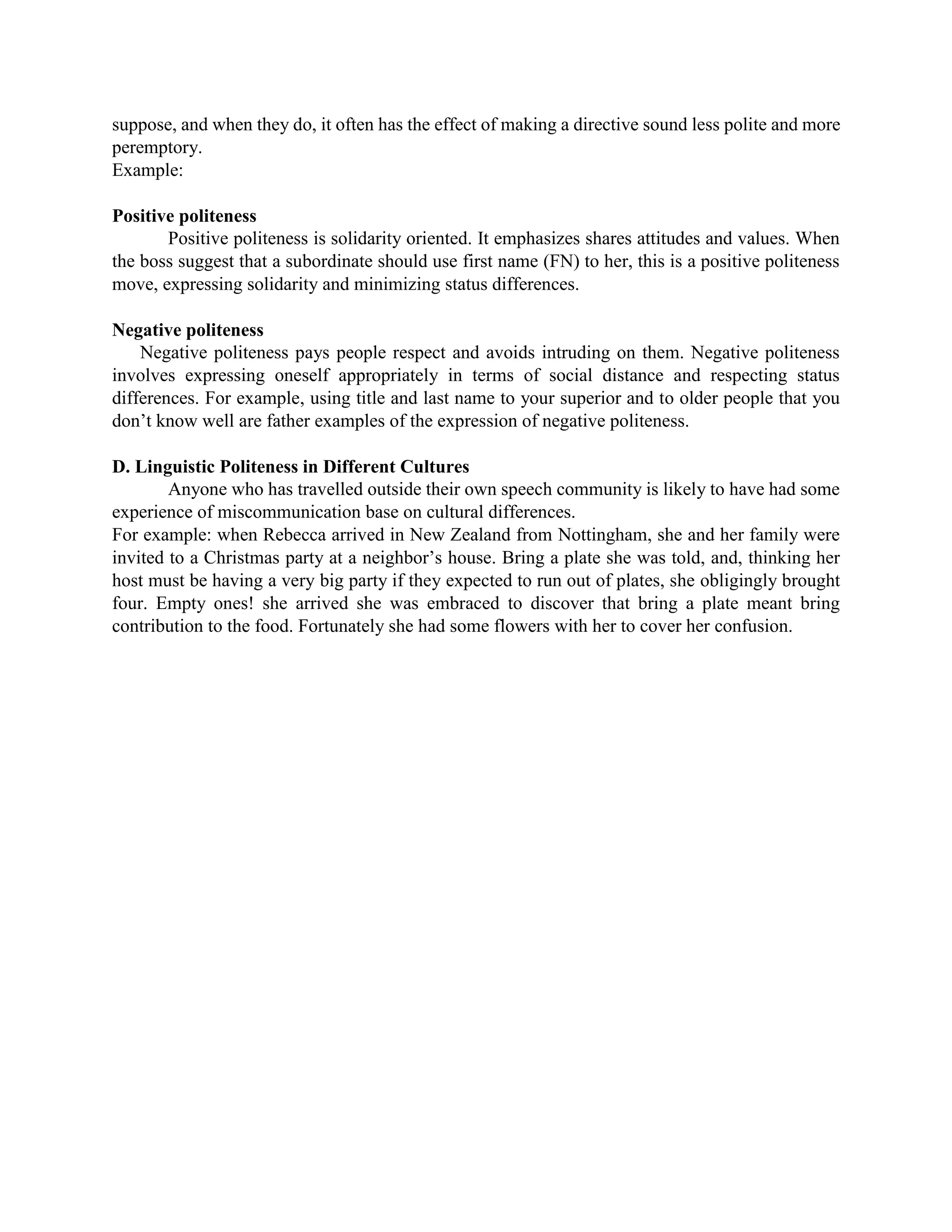 Speech function, politeness and cros curtural | DOCX