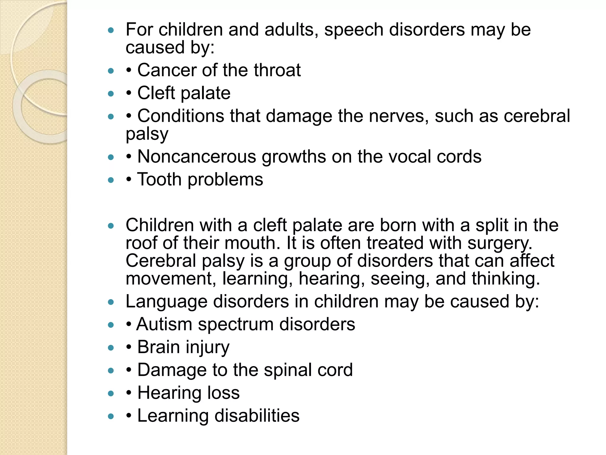 Speech & language disorder | PPTX