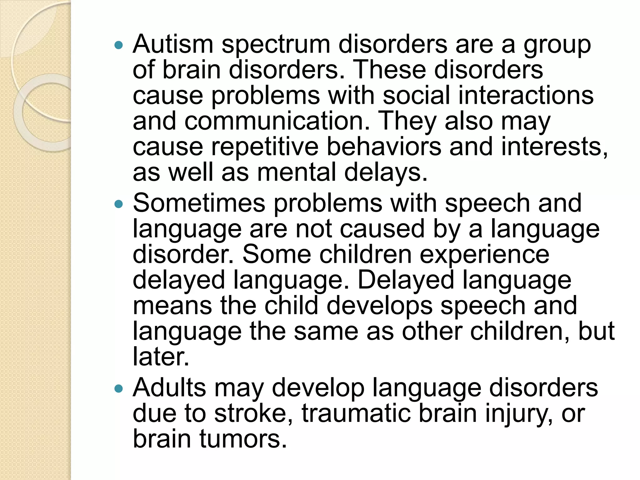 Speech & language disorder | PPTX