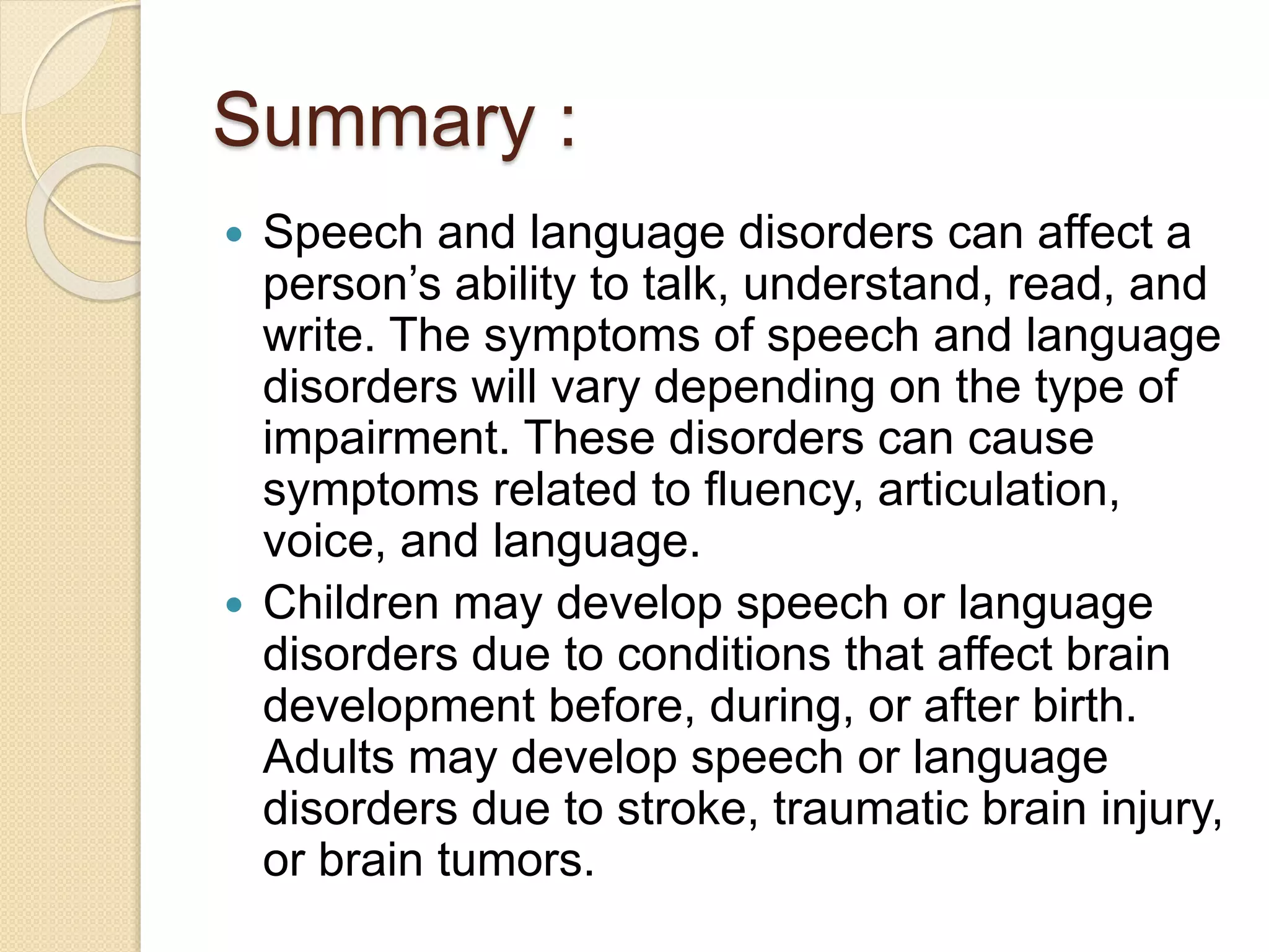 Speech & language disorder | PPTX