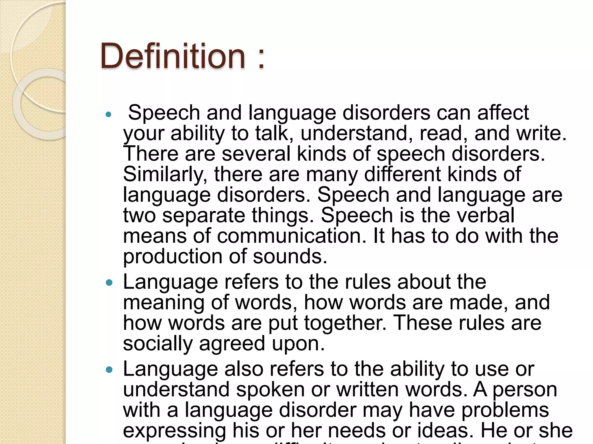 Speech & language disorder | PPTX