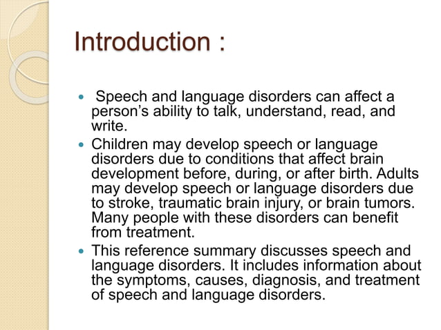 Speech & language disorder | PPTX