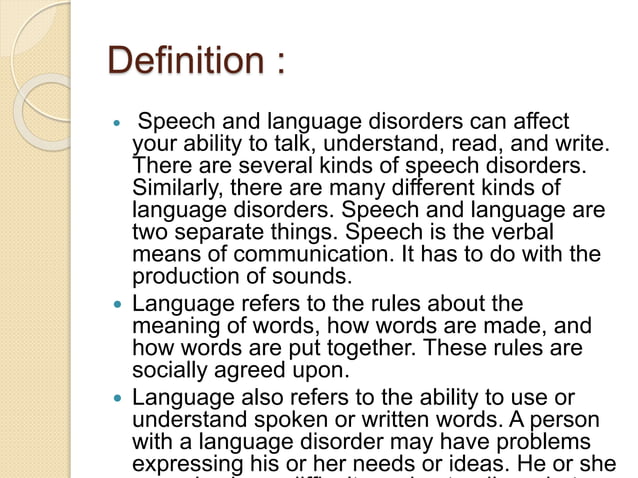 Speech & language disorder | PPTX