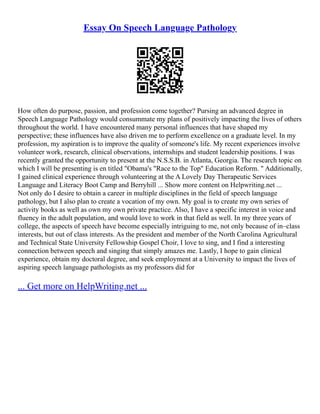 Speech Language Pathology Personal Statement | PDF