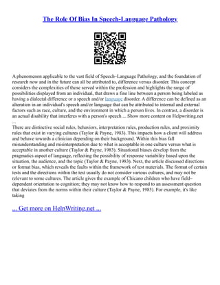 Speech Language Pathology Personal Statement | PDF