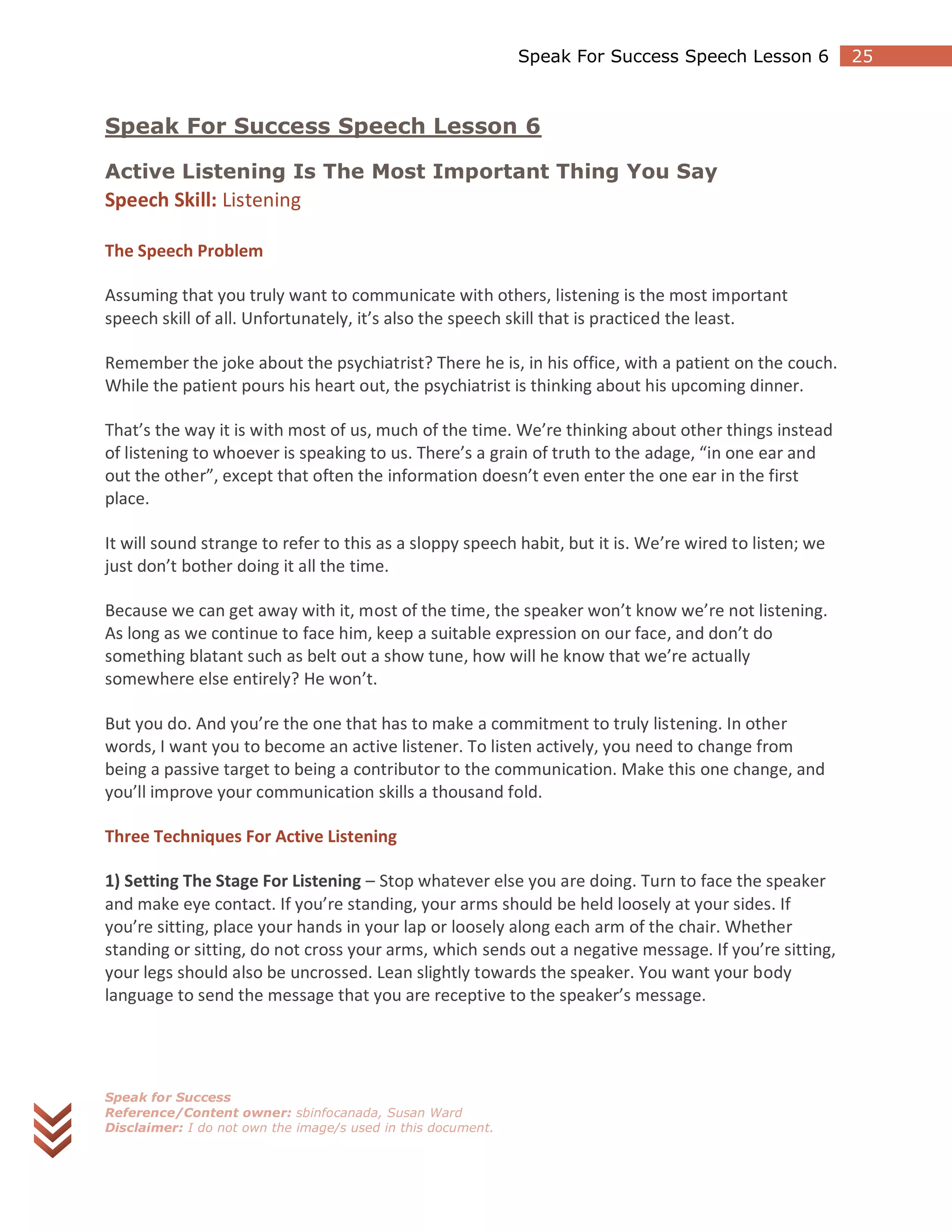 Speech Lessons 1-7 | PDF