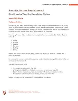 Speech Lessons 1-7 | PDF