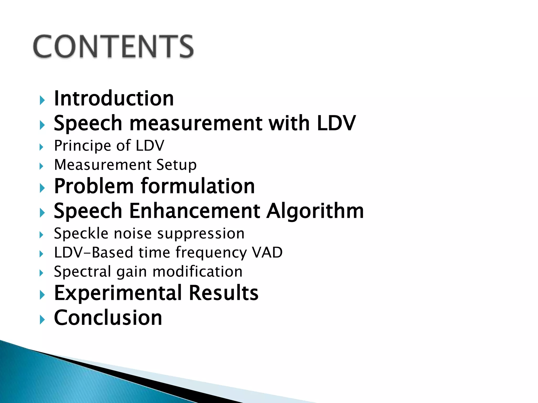 Speech measurement using laser doppler vibrometer | PPTX